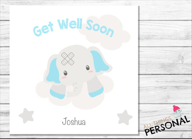 Get Well Soon Card Personalised Card Boys Girls Son - Etsy