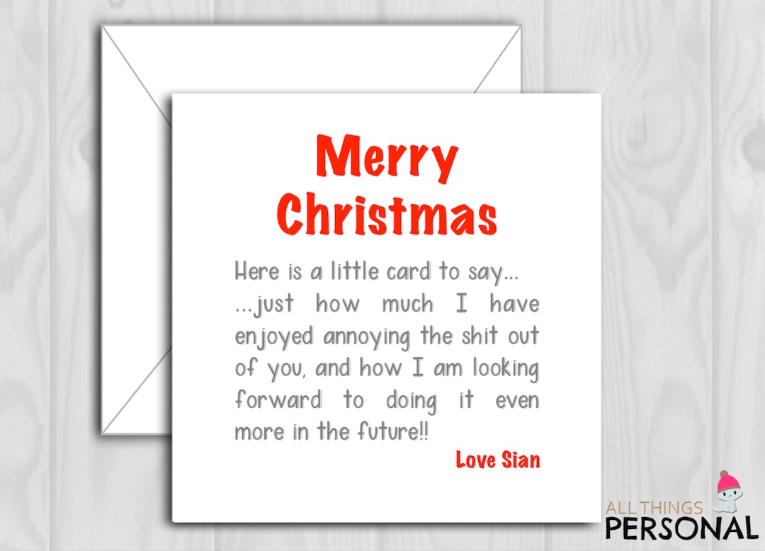 Funny Personalised Christmas Card for Husband Wife Boyfriend Girlfriend Parter Love Joke Humour ...