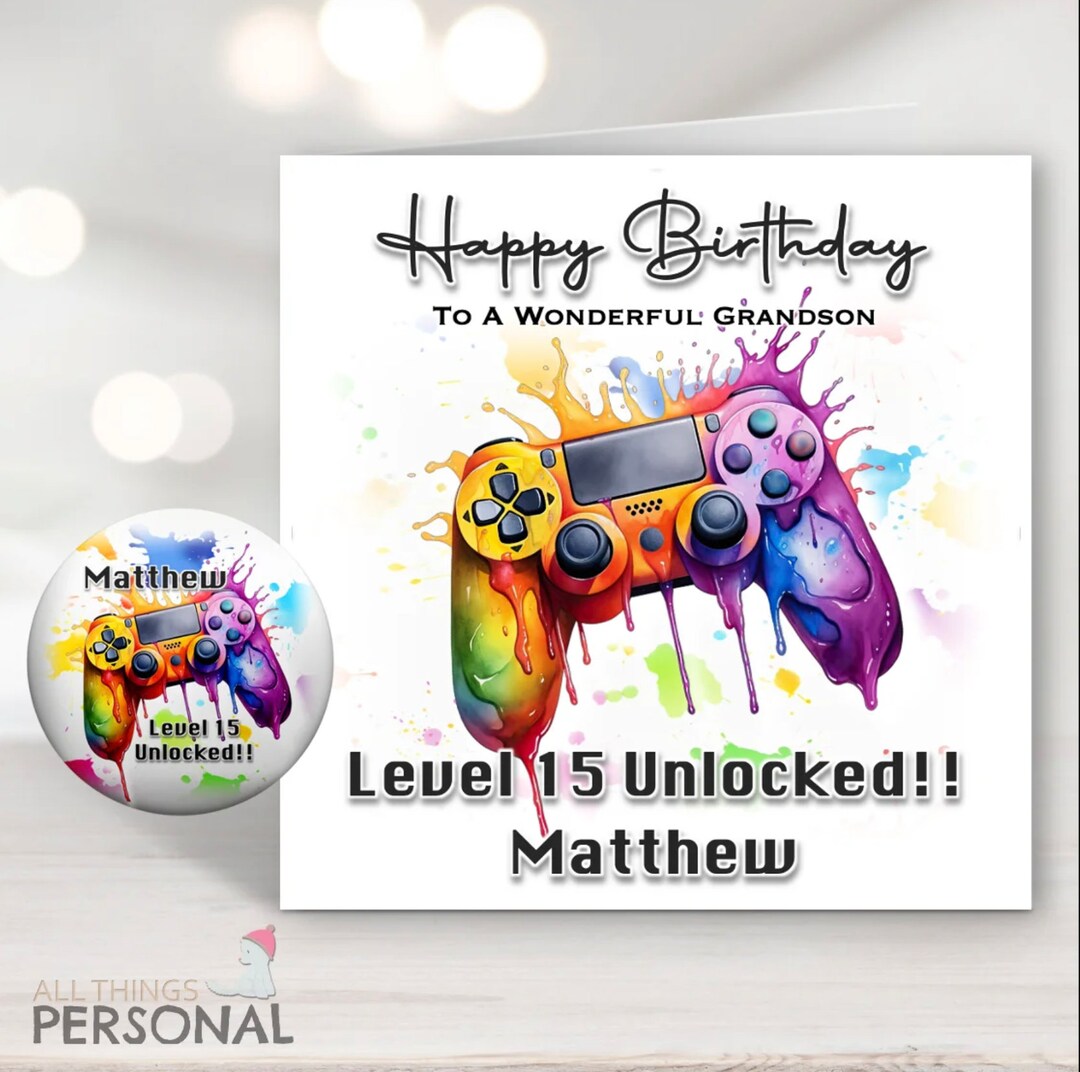 Personalised Boys Gaming Birthday Card for Grandson Son Nephew Godson ...