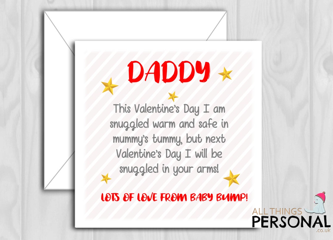 Valentines Day Card From the Bump Valentine's Day Card for Dad or Daddy ...