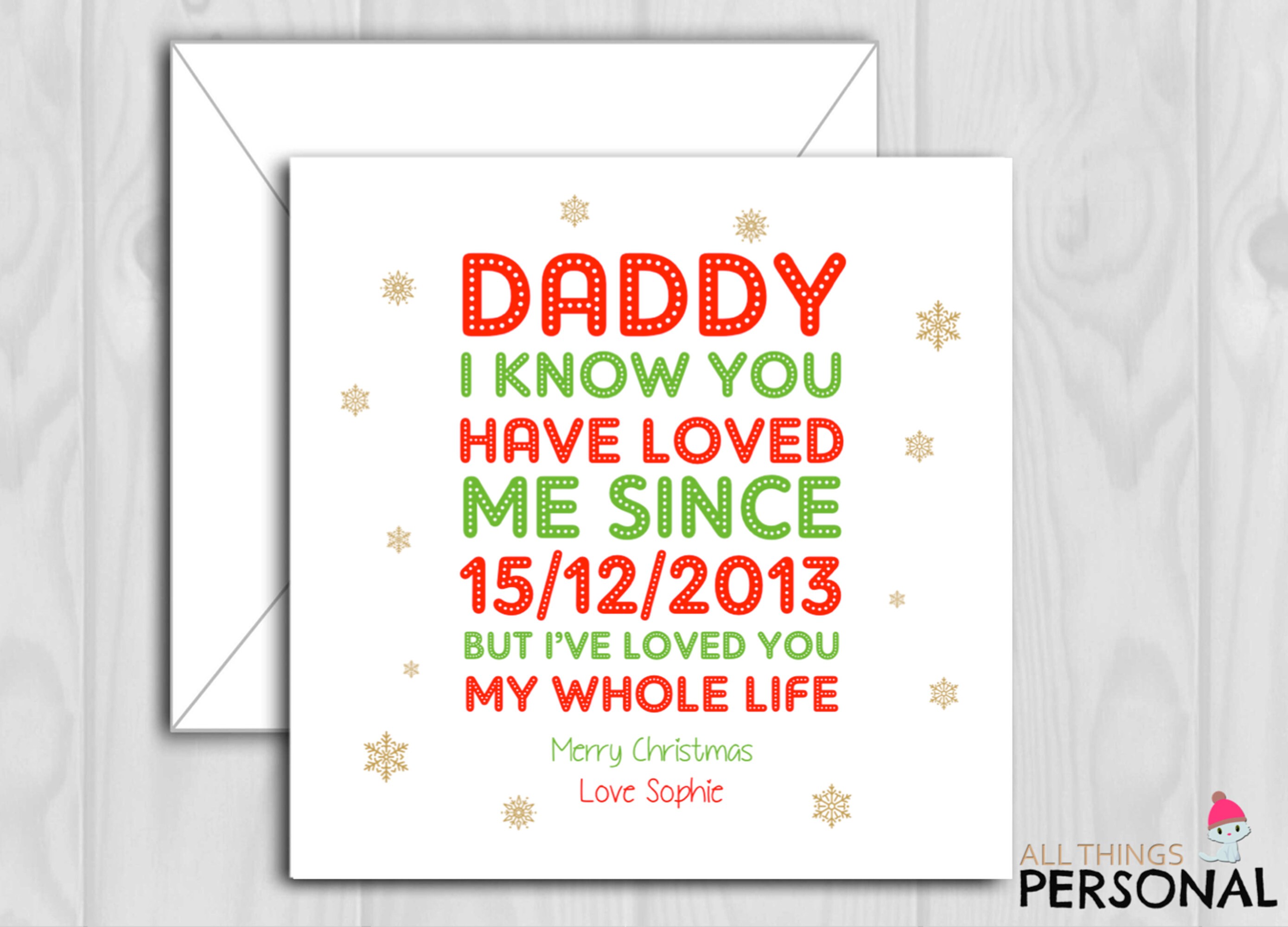 Personalised Christmas Card for Dad or Daddy Cute Card | Etsy