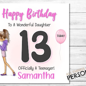 Personalised 13th Birthday Card Officially A Teenager for Daughter ...