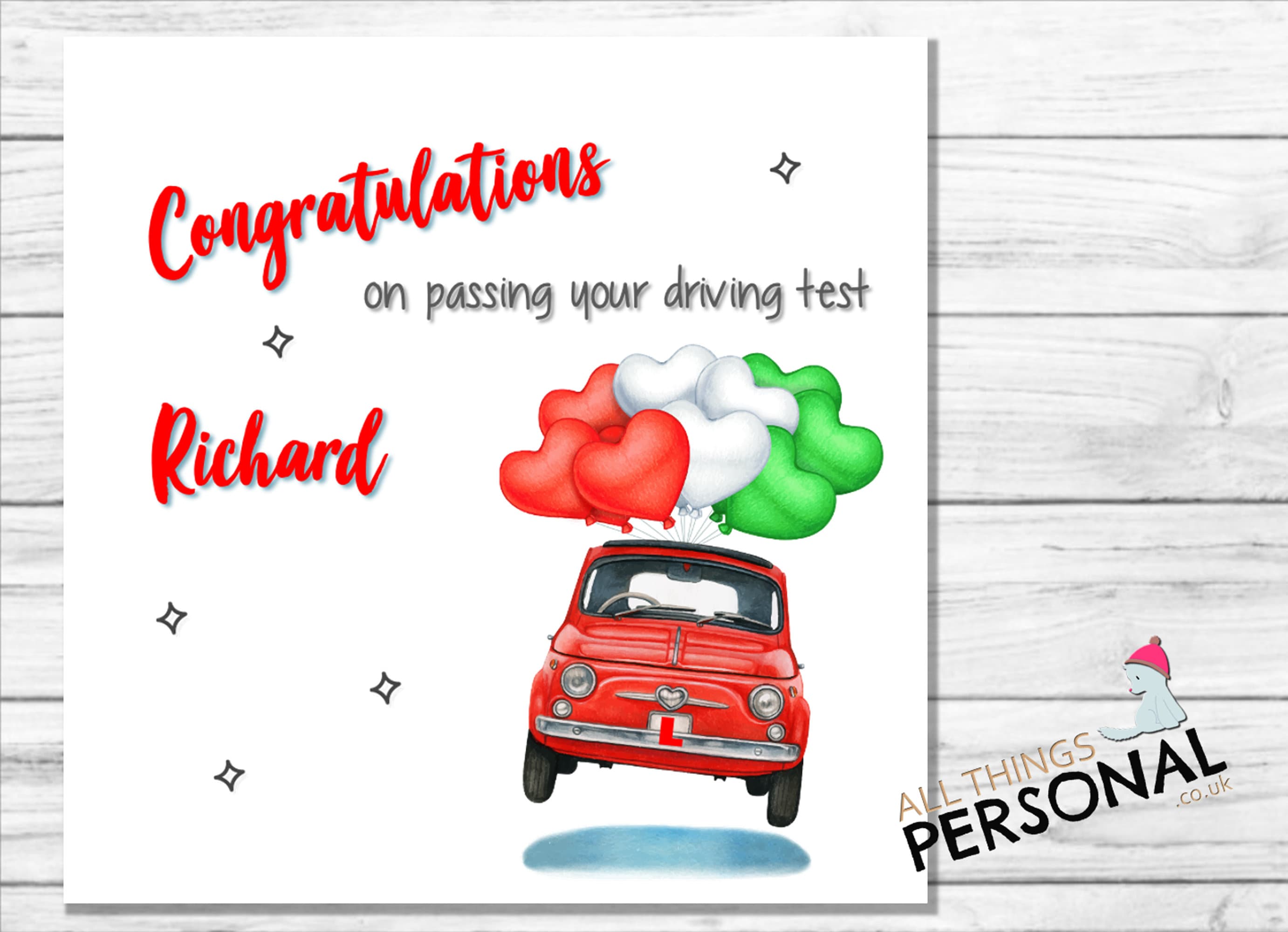 Personalised Passed Your Driving Test Card Congratulations Well Done ...