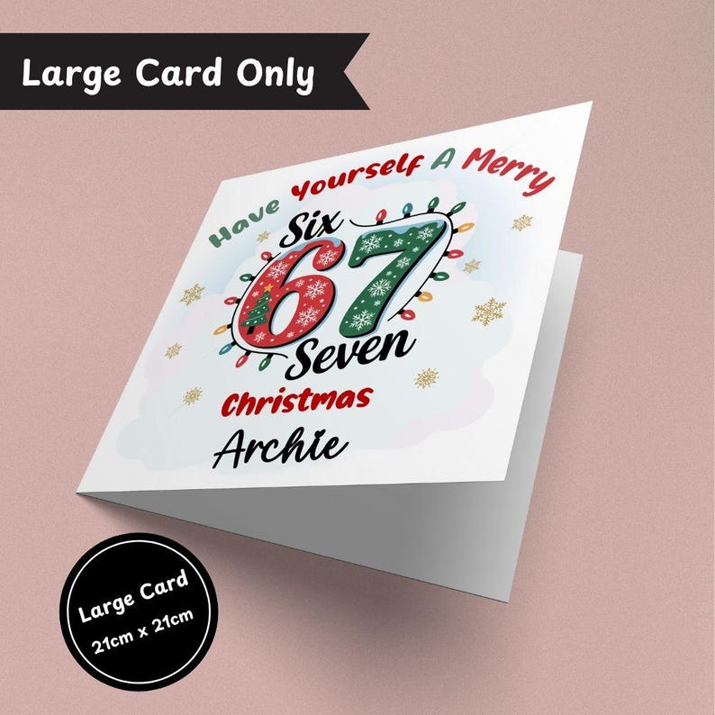 Funny Six Seven Christmas Card Personalised 67 Viral Meme Theme for Son ...