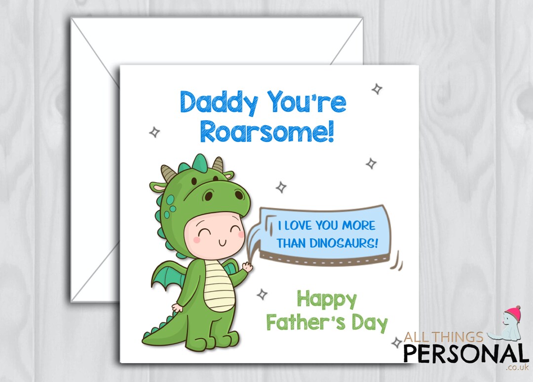 Dinosaur Fathers Day Card for Dad or Daddy First - Etsy