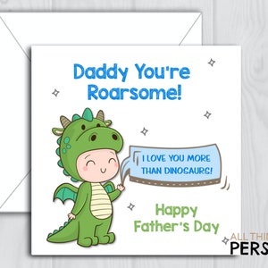 Dinosaur Fathers Day Card for Dad or Daddy - First Father's Day Card ...