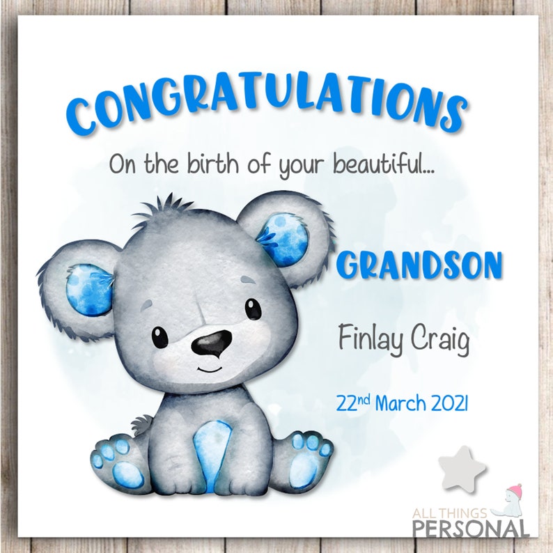 Personalised New Grandson Card Congratulations Grandparents | Etsy
