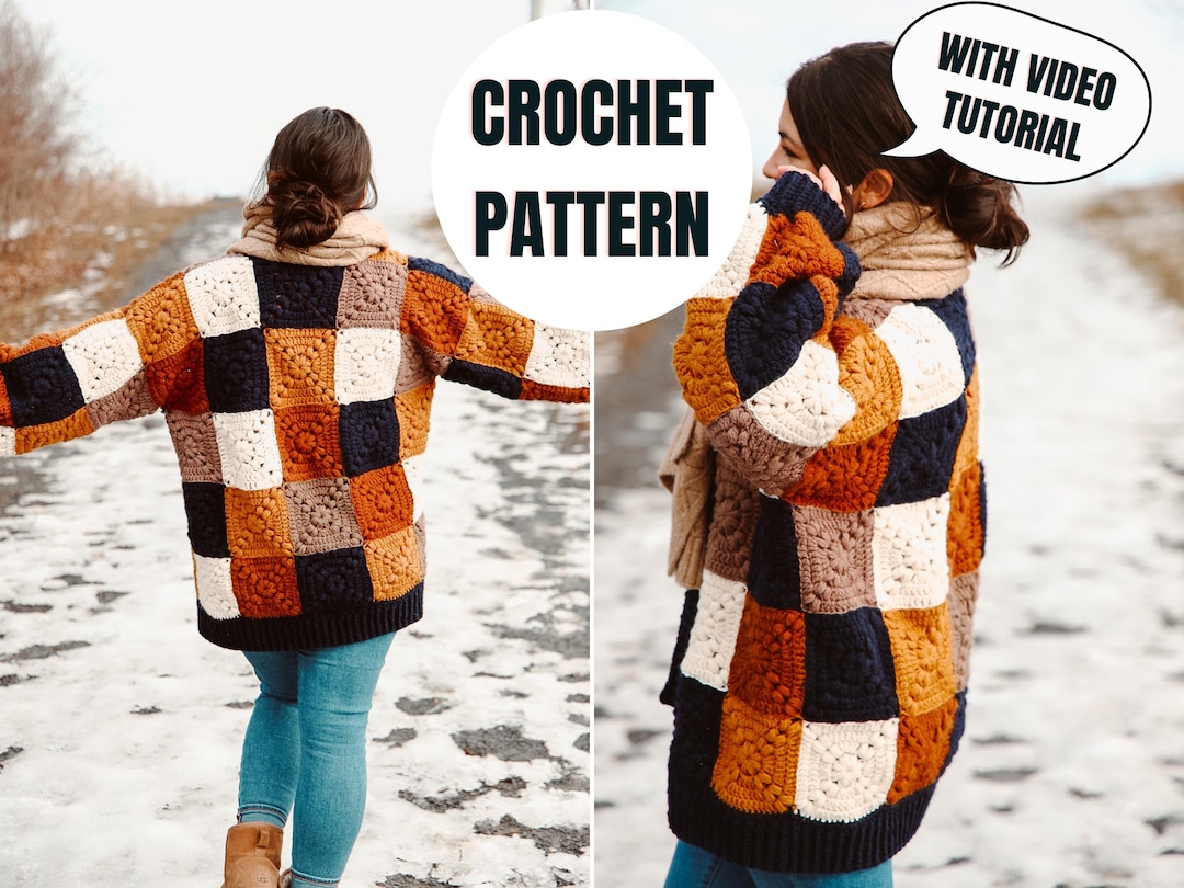 Never off Crochet Cardigan | Granny Squares Cardi | Crochet Pattern ...