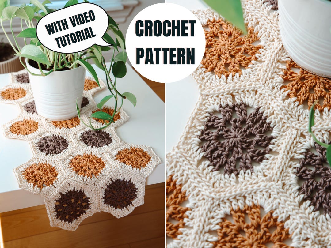 Hexi Table Runner Crochet Pattern | Home Decor Crochet Pattern | With Video Tutorial | PDF ...
