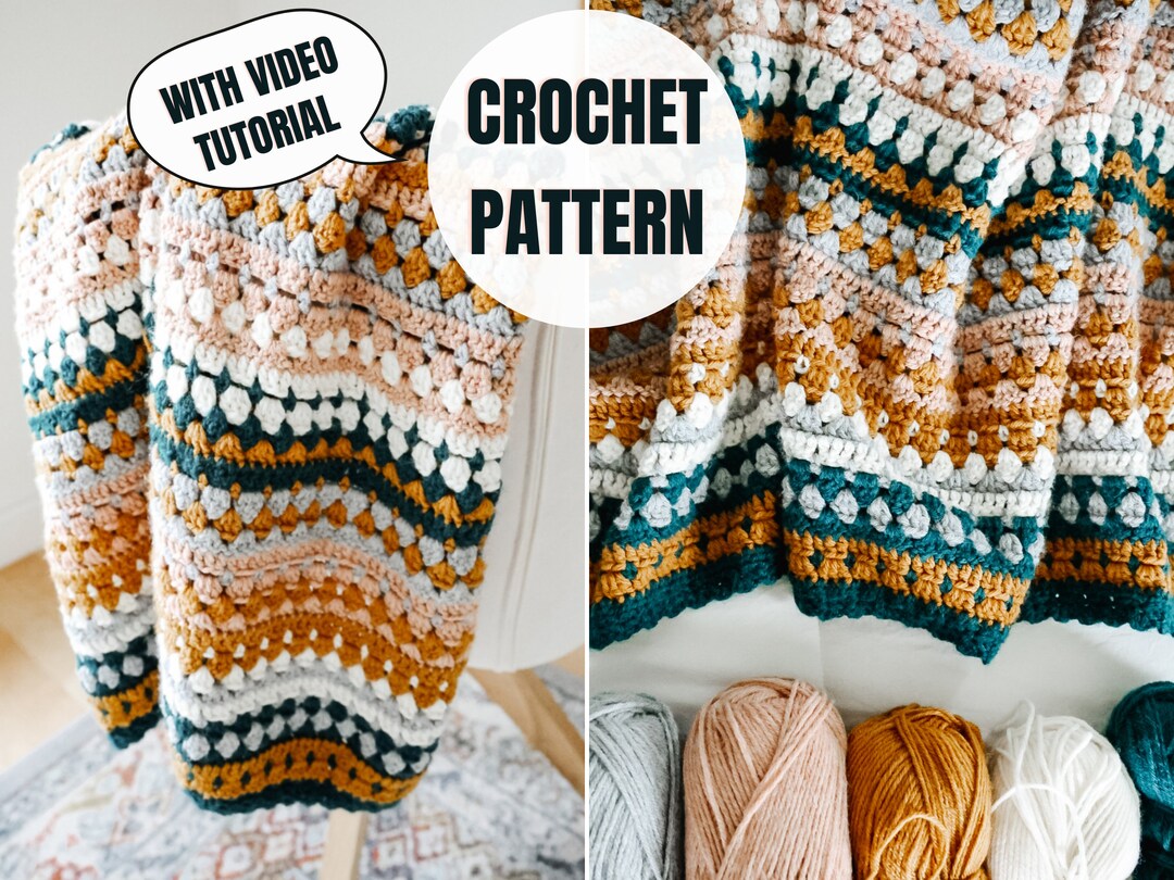 Riverbed Blanket Crochet Pattern | Video Tutorial Included | 14 Sizes ...