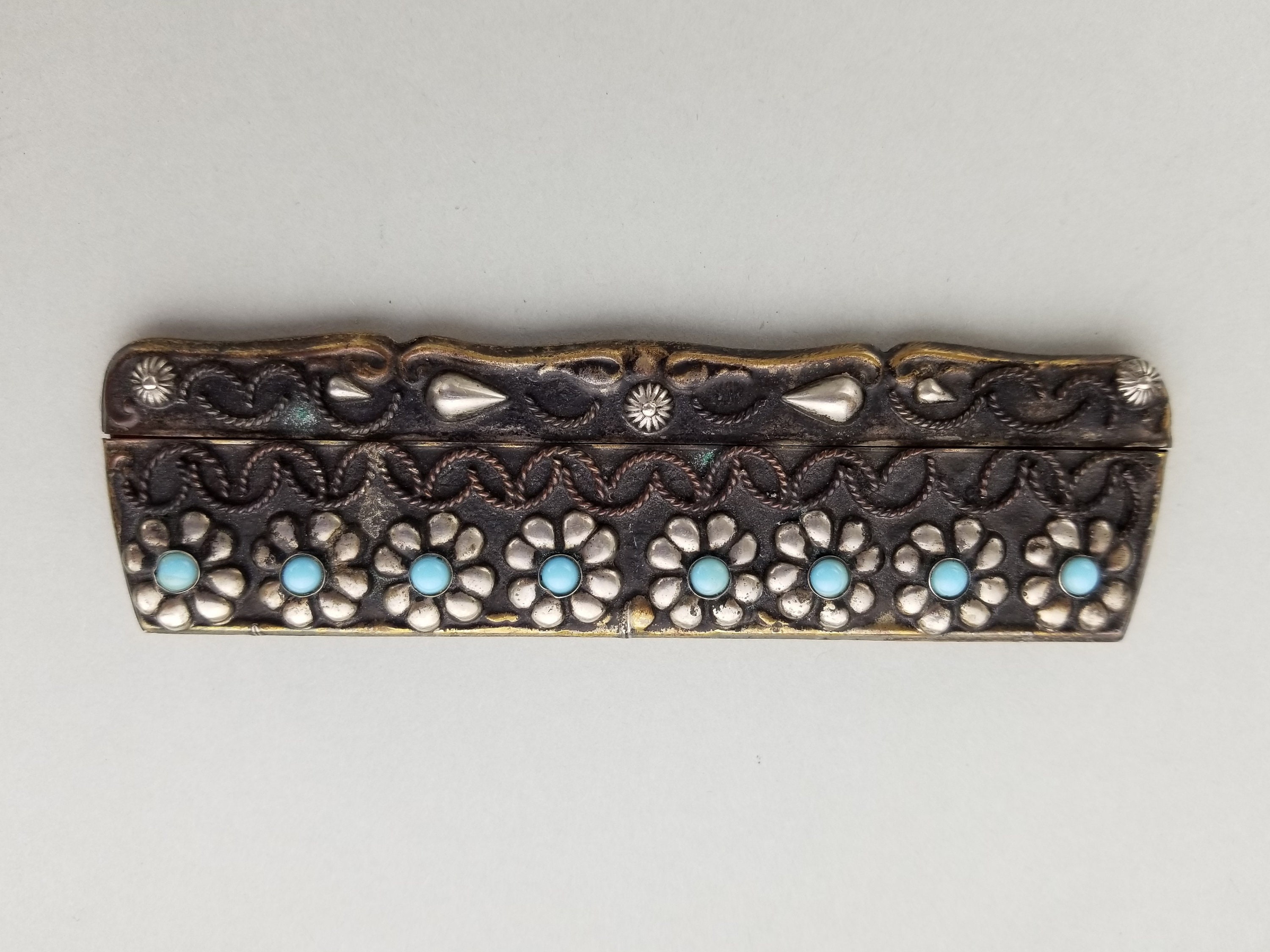 Antique Silver Tortoise Shell Comb and Case Adorned With | Etsy