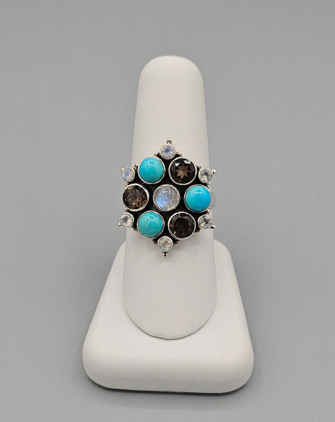 Nicky Butler Raj-triangular Pattern Turquoise & Smokey Quartz-multi Gem ...