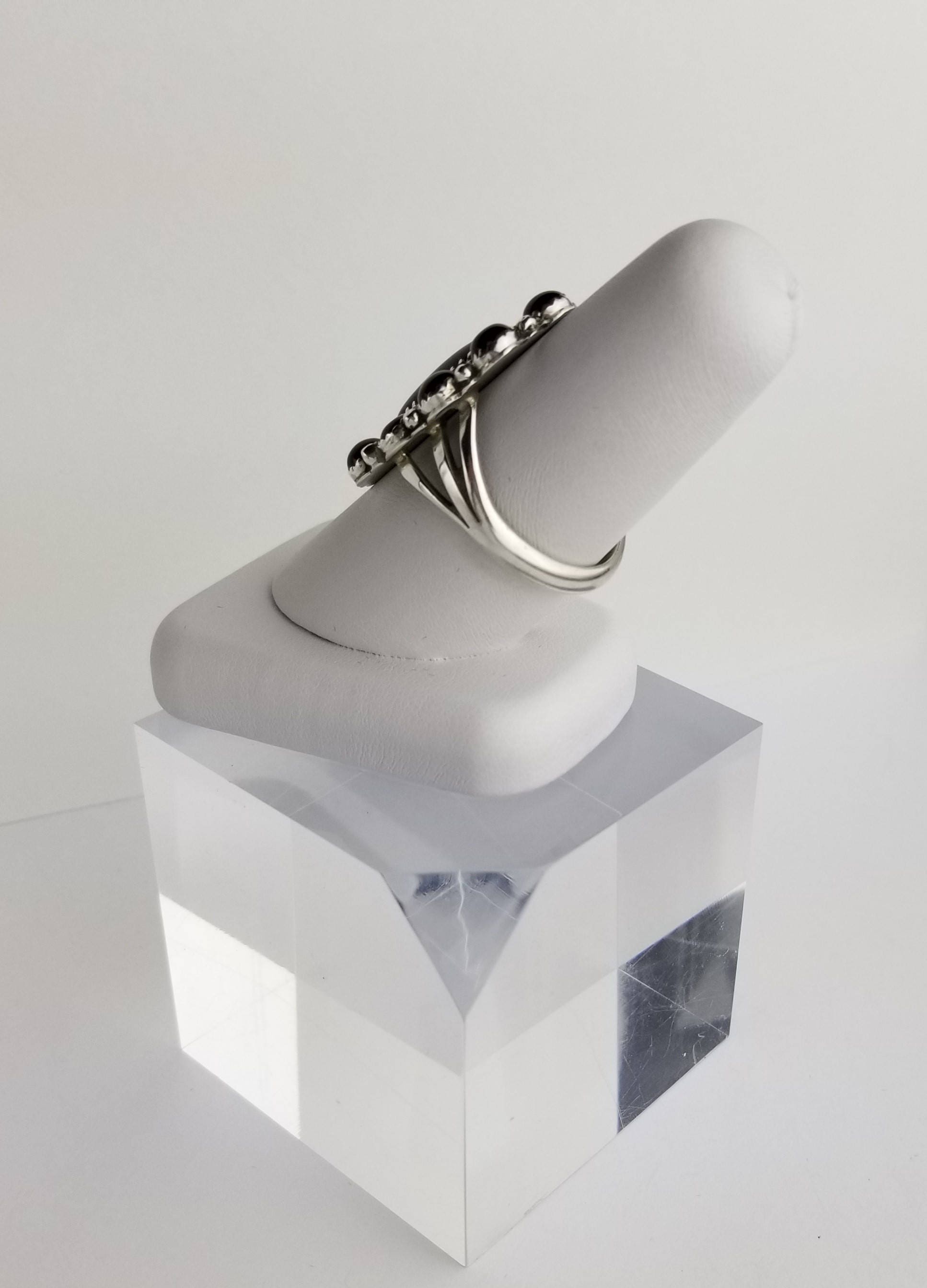 Shiny Black Onyx Cluster Triple Split Band Sterling Silver - Etsy