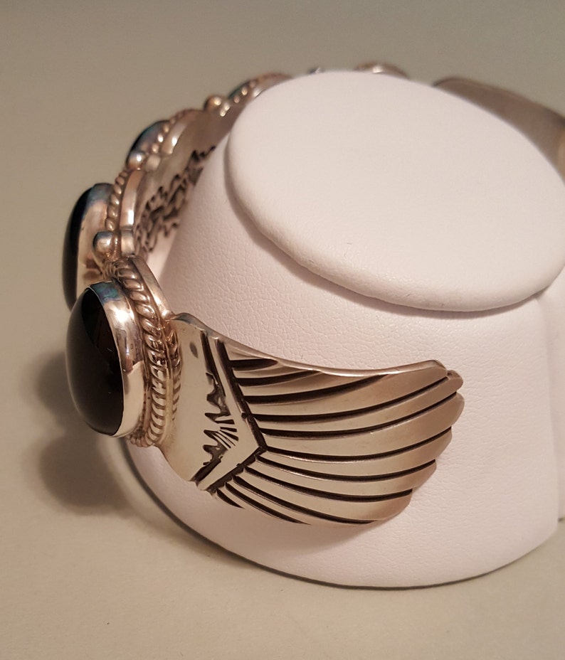 Authentic NICK BILL Handcrafted Glossy Black Onyx 5 Stone - Etsy