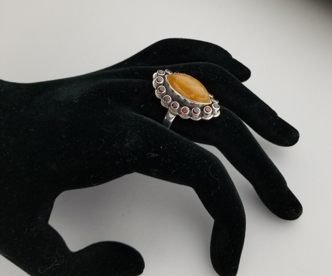 Nicky Butler-butterscotch Jasper Marquise & Red Garnet Cluster-sterling ...
