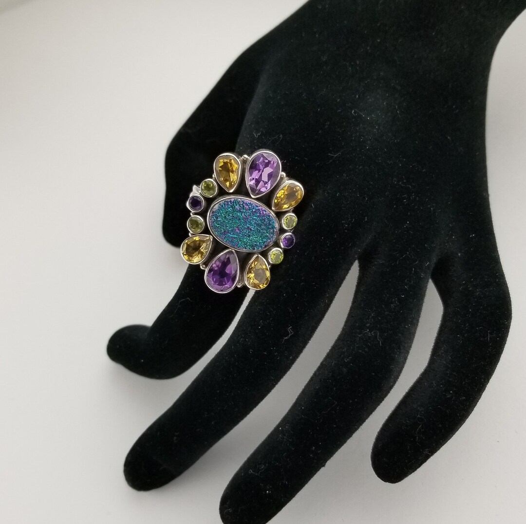 Nicky Butler Raj - Multi Gemstone Teardrop Drusy-sterling Silver Finger ...