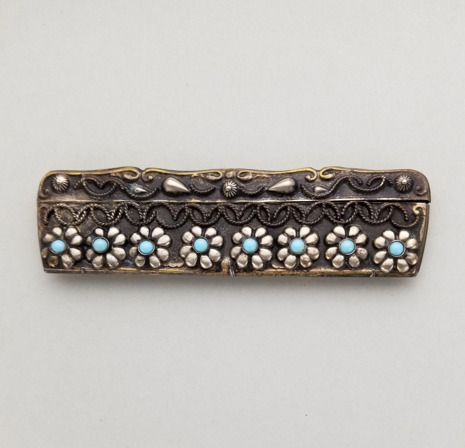 Antique Silver Tortoise Shell Comb and Case Adorned With - Etsy