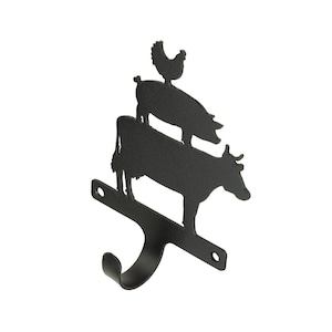 Farmhouse Metal Hook, Farm Animals Garden Hook, Farm Metal Décor, Cow ...