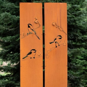 Rusty Black-capped Chickadee Garden Panel | Decorative Privacy Screen ...
