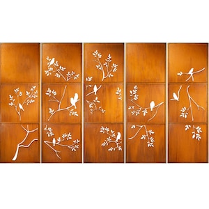Birds on Tree Branches, Privacy Screens, Metal Garden Fencing, Garden ...