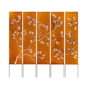 Branch Panels, Rusty Privacy Screen, Garden Panel, 48x12", Garden Décor ...
