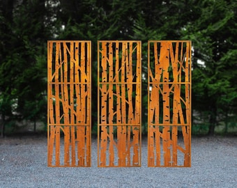 Birch Tree Forest Art, Metal Privacy Screens With Birch Branches, Tree ...