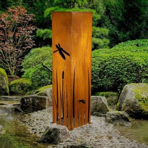 Dragonflies Garden Column, Landscape Art, Planter, Lighting Box, Metal ...