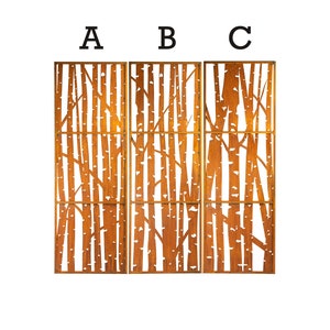 Privacy Screens, Birch Trees Set of 3, Large Metal Panels, Privacy ...