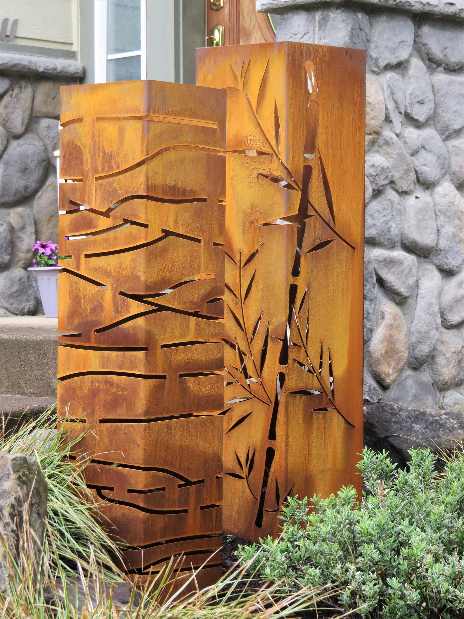 Garden Columns Landscape Design Bamboo Planter Lighting | Etsy UK