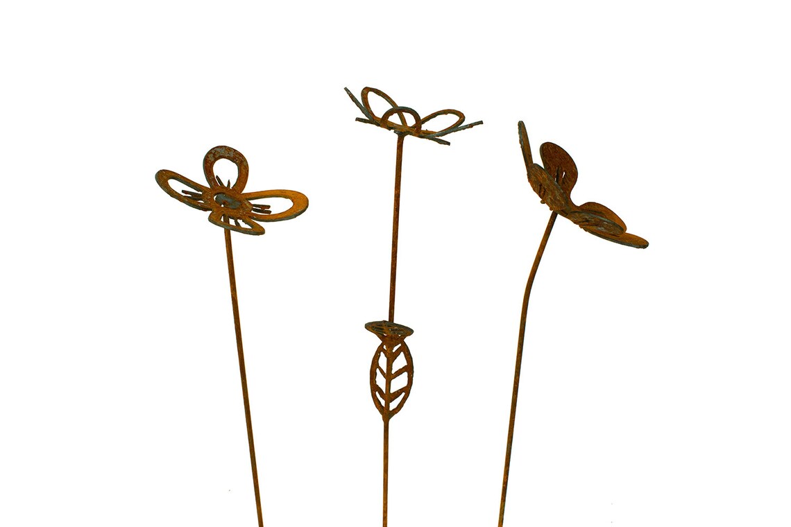 Metal Flowers, Set of 3, Flower Garden Art, Outdoor Metal Art, Metal ...