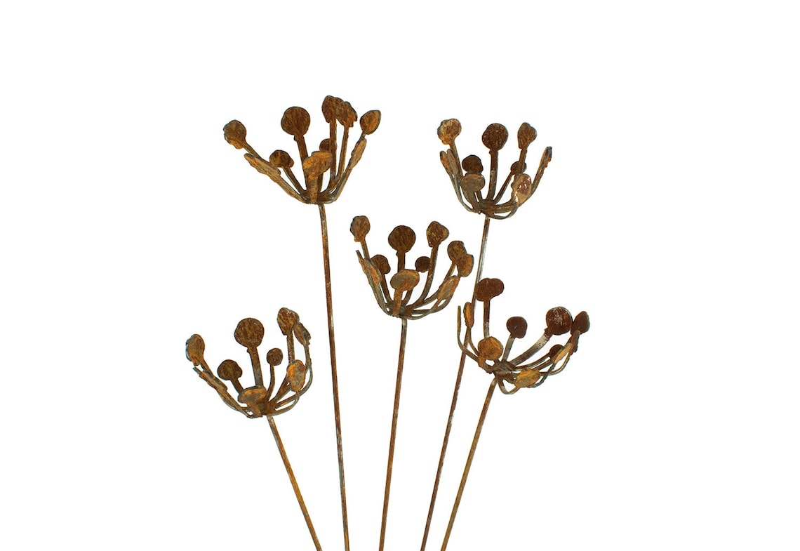 Metal Flowers Garden Decor Metal Sculpture Set of 3 5 or 10 - Etsy