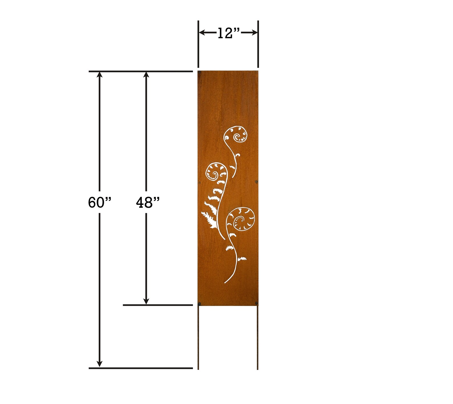 Fern Panel, Rusty Privacy Screen, Garden Panel, 48x12 With Stakes ...