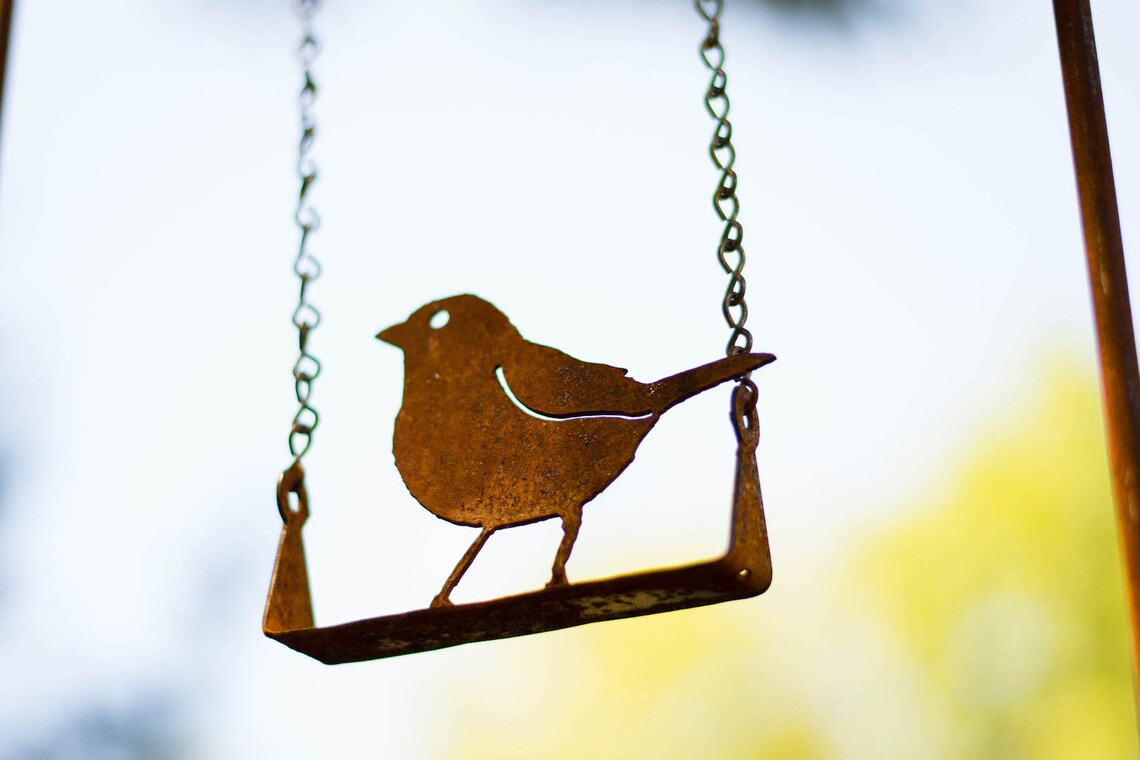 Bird on A Swing Kinetic Art Outdoor Metal Art Plant - Etsy