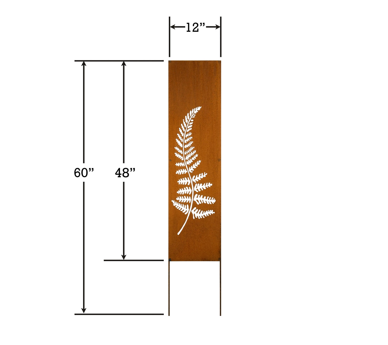 Fern Panel, Rusty Privacy Screen, Garden Panel, 48x12 With Stakes ...