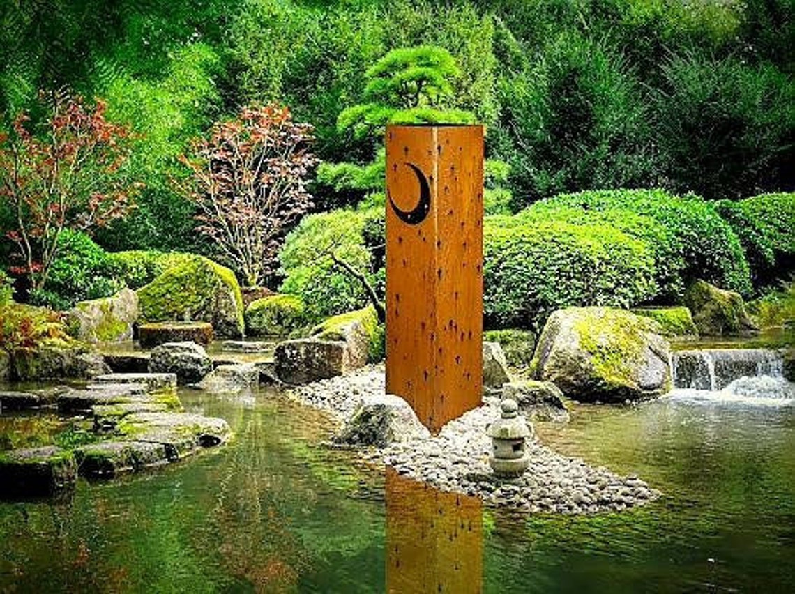 Moon & Stars Garden Column Landscape Art Celestial Art - Etsy