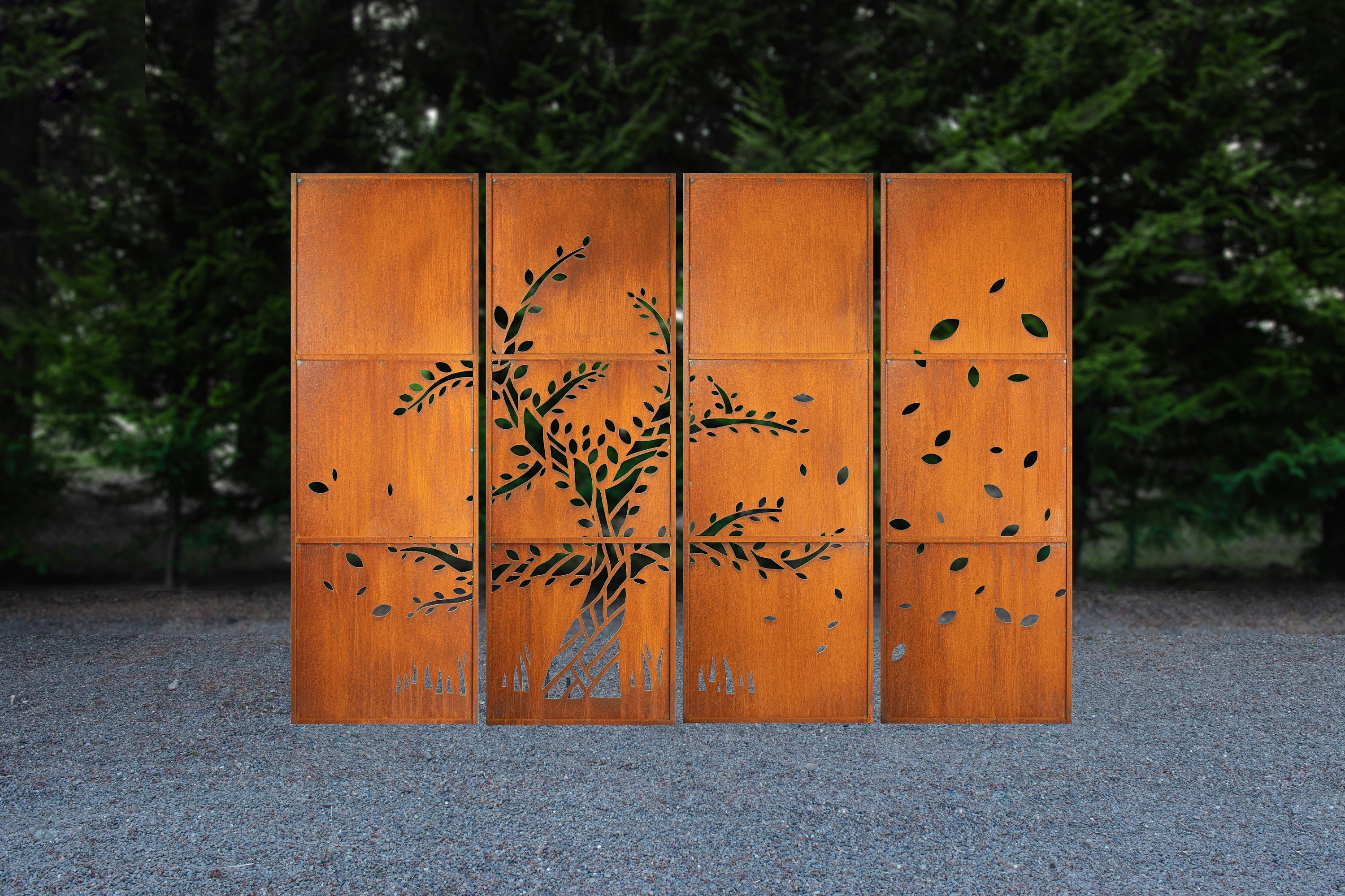 Privacy Screens, Tree & Falling Leaves, Large Garden Décor, Patio ...