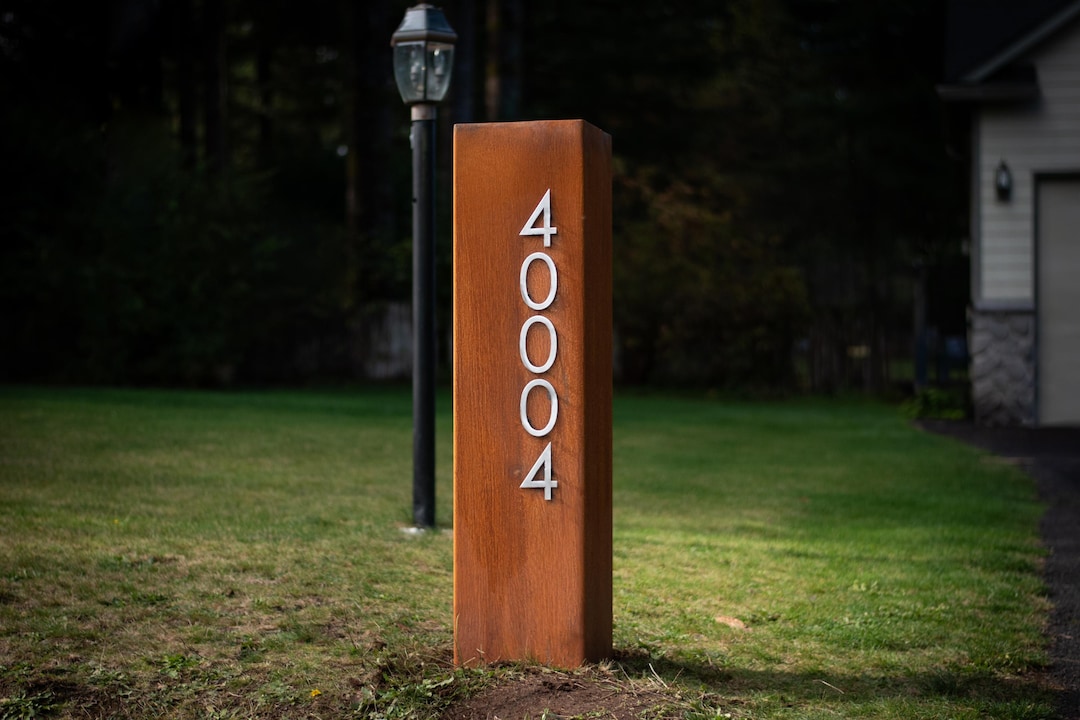 Pinnacle Address Column, Landscape Art, Planter, Lighting Box, Metal ...