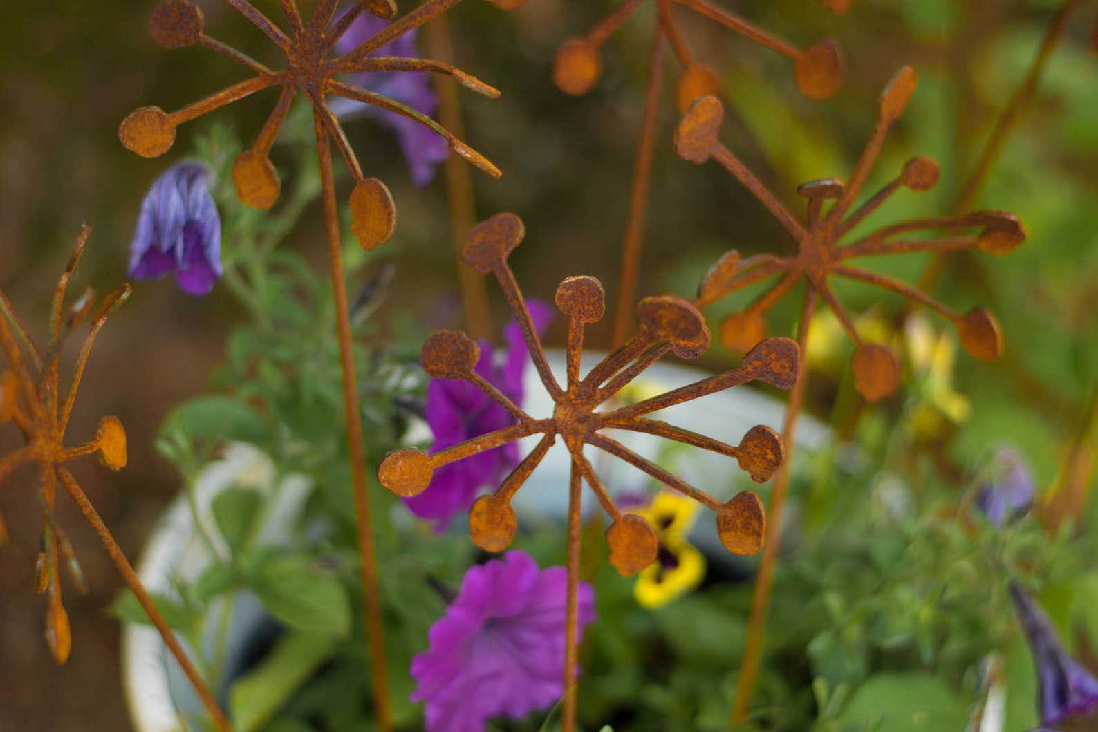 Metal Flowers Metal Garden Art Sculpture Set of 9 Garden - Etsy