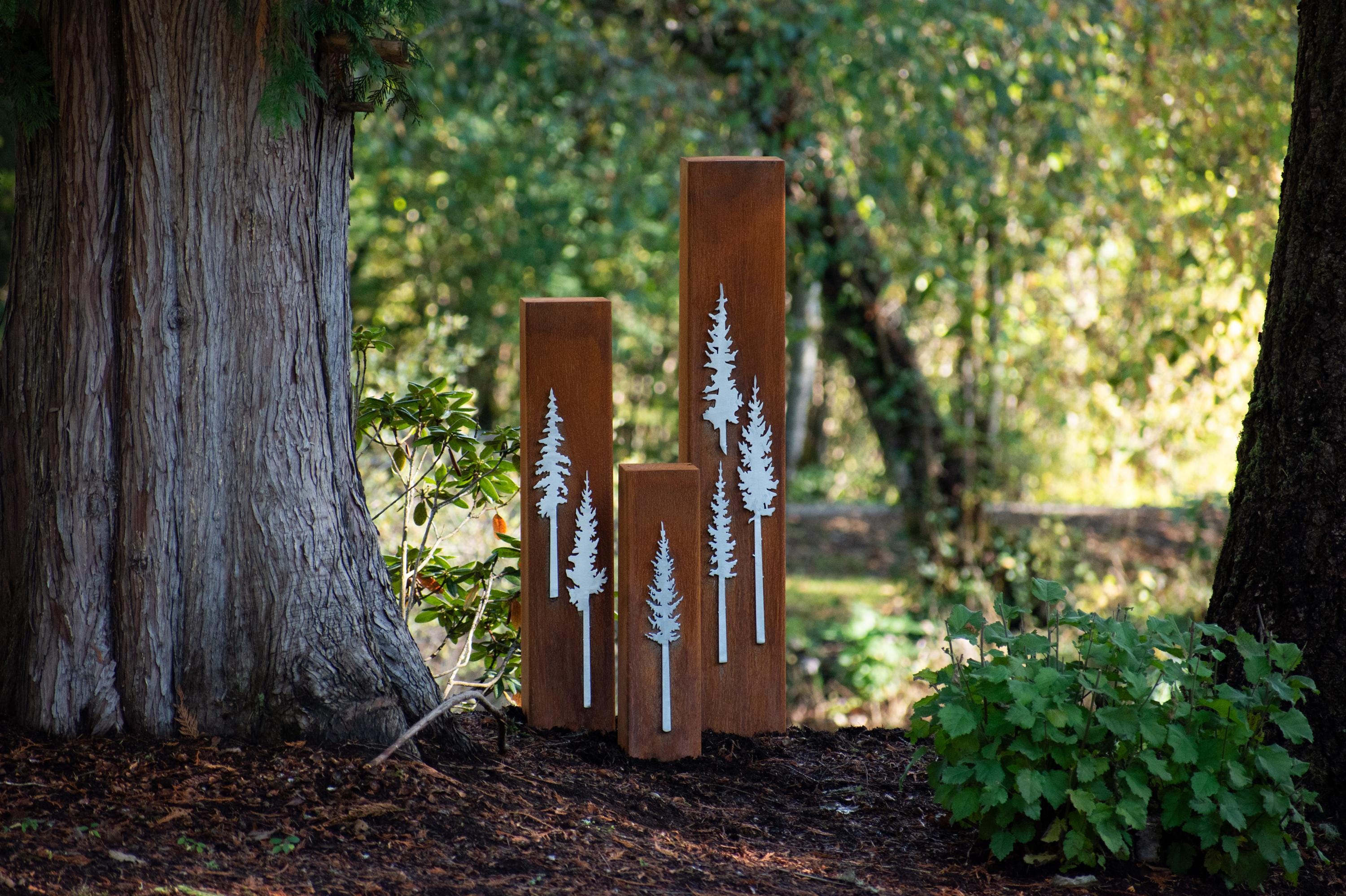 Fir Tree Column Set, Landscape Art, Planter, Lighting Box, Metal Garden ...