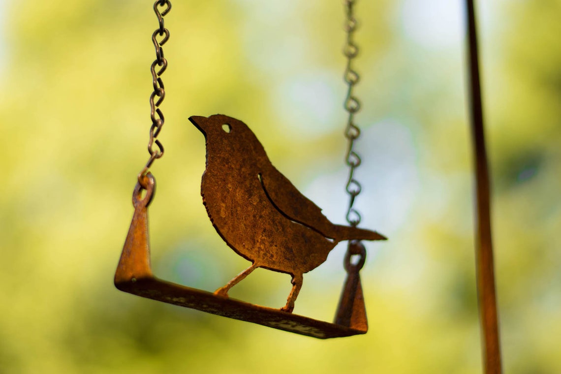 Bird on A Swing Kinetic Art Outdoor Metal Art Plant - Etsy