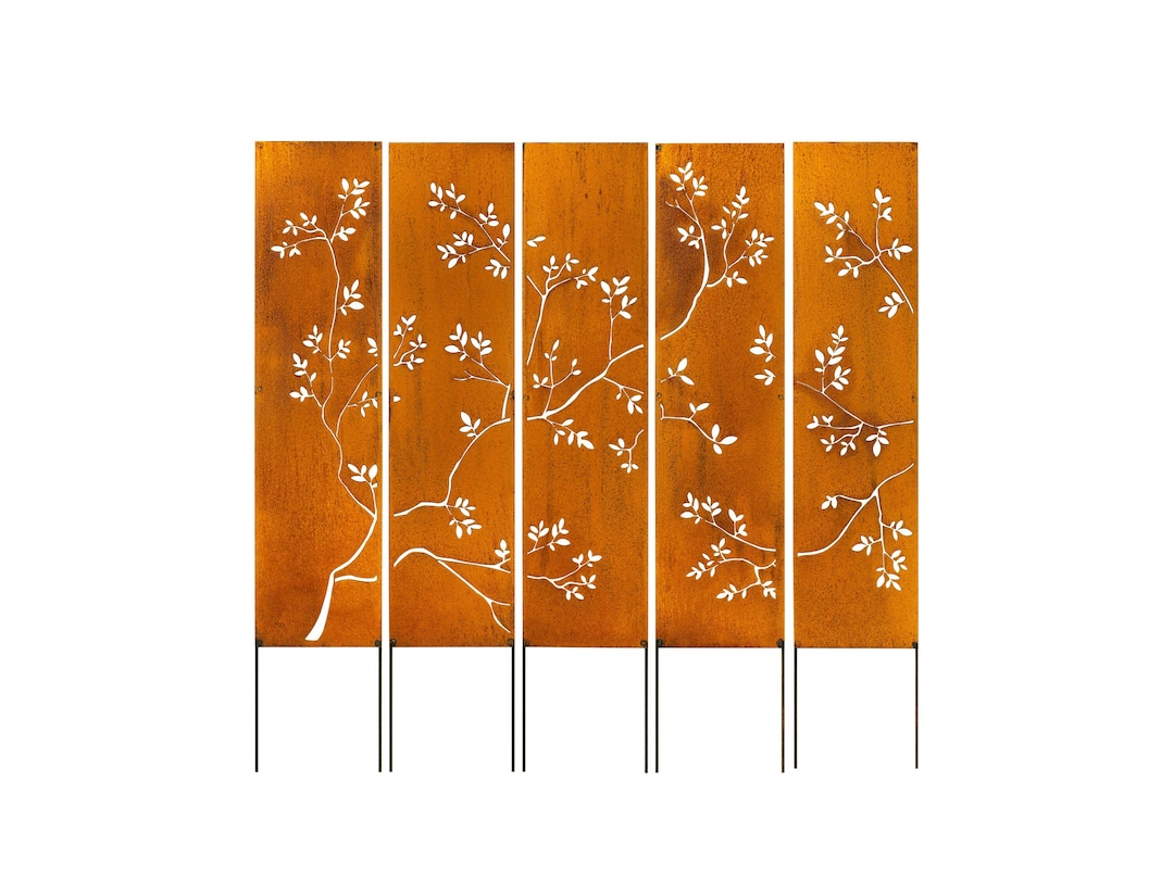 Branch Panels, Rusty Privacy Screen, Garden Panel, 48x12", Garden Décor ...