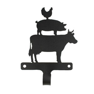 Farmhouse Metal Hook, Farm Animals Garden Hook, Farm Metal Décor, Cow ...