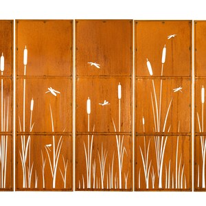 Cattail Privacy Screens, Metal Garden Art, Metal Yard Art, Large Garden ...