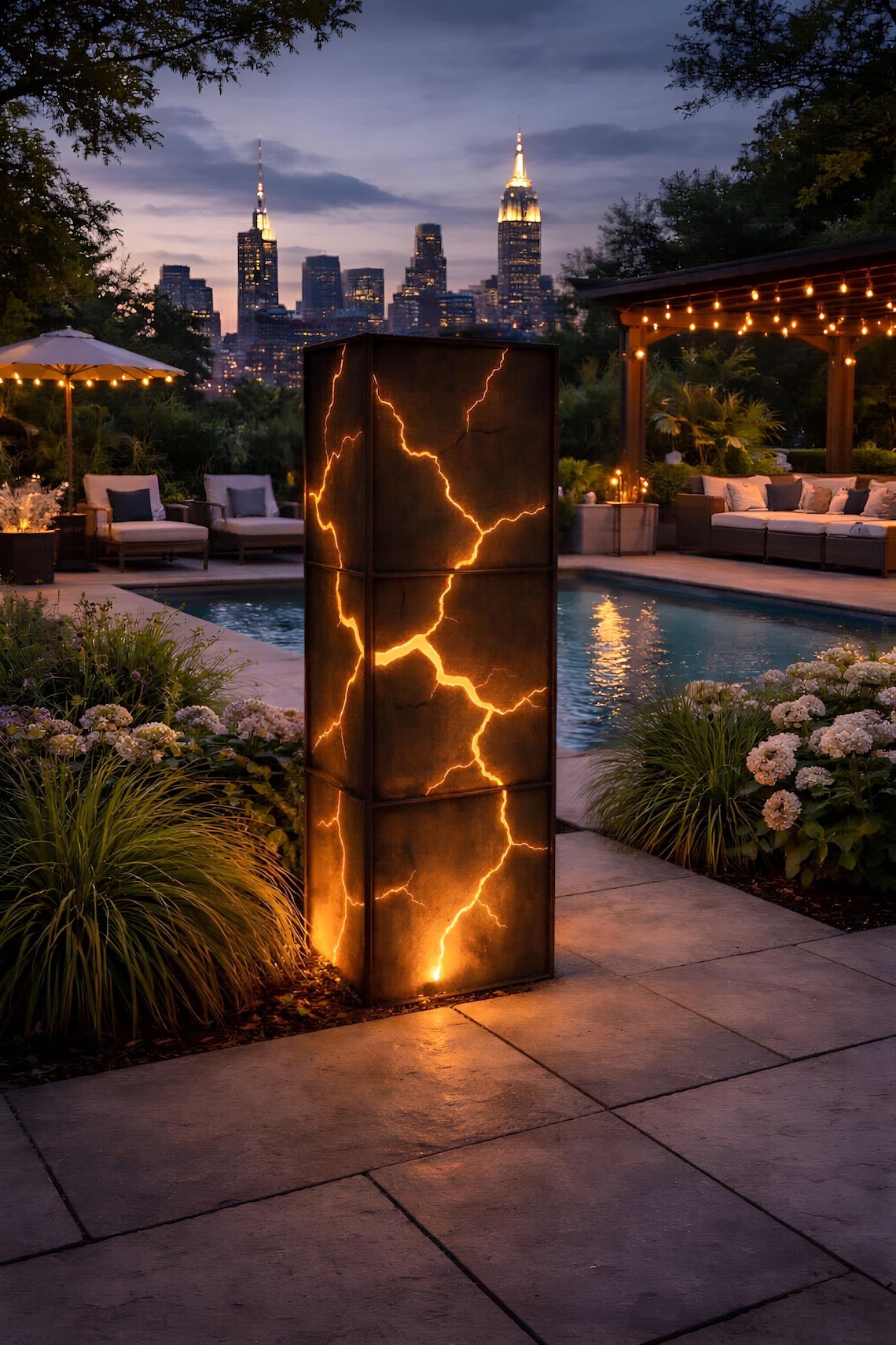 Modern “fractured” 6ft Metal Illuminary Column | Landscape Lighting Art ...