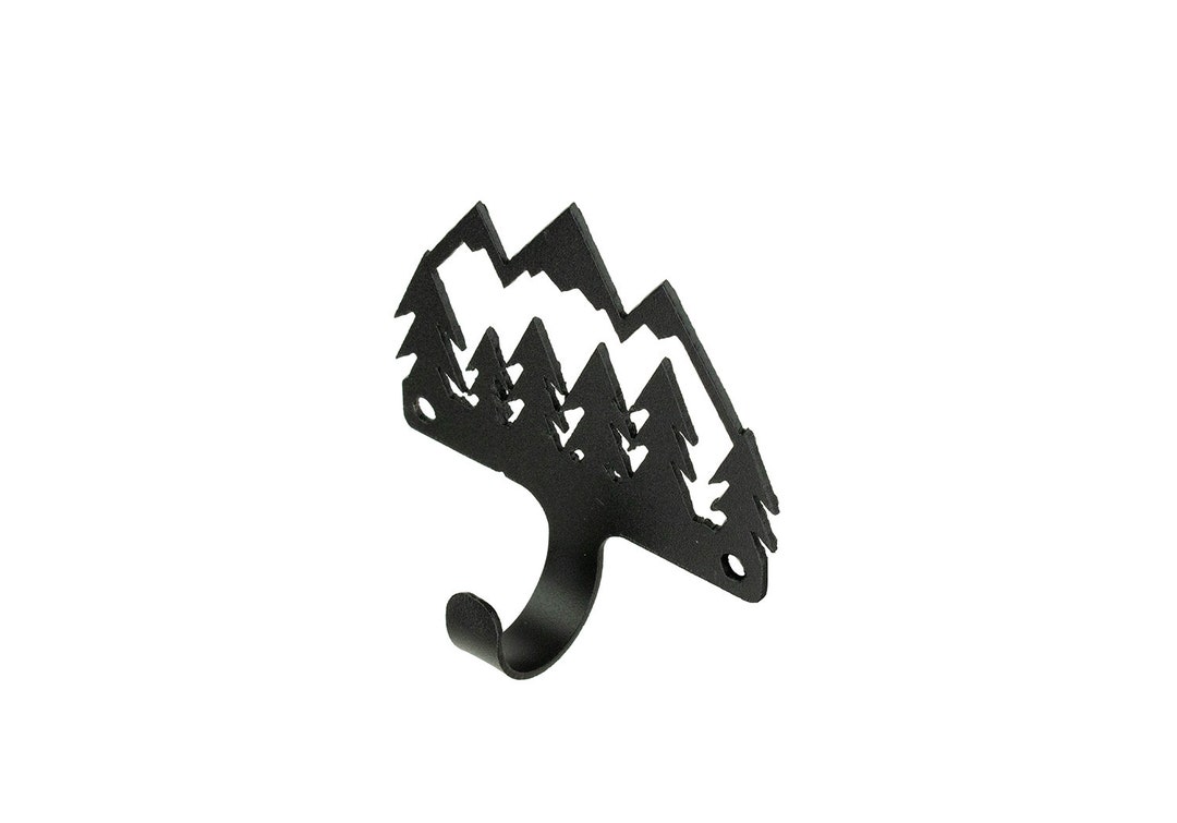 Fir Trees & Mountains Hook, Metal Art Hooks, Hiking Décor, Towel Hooks ...