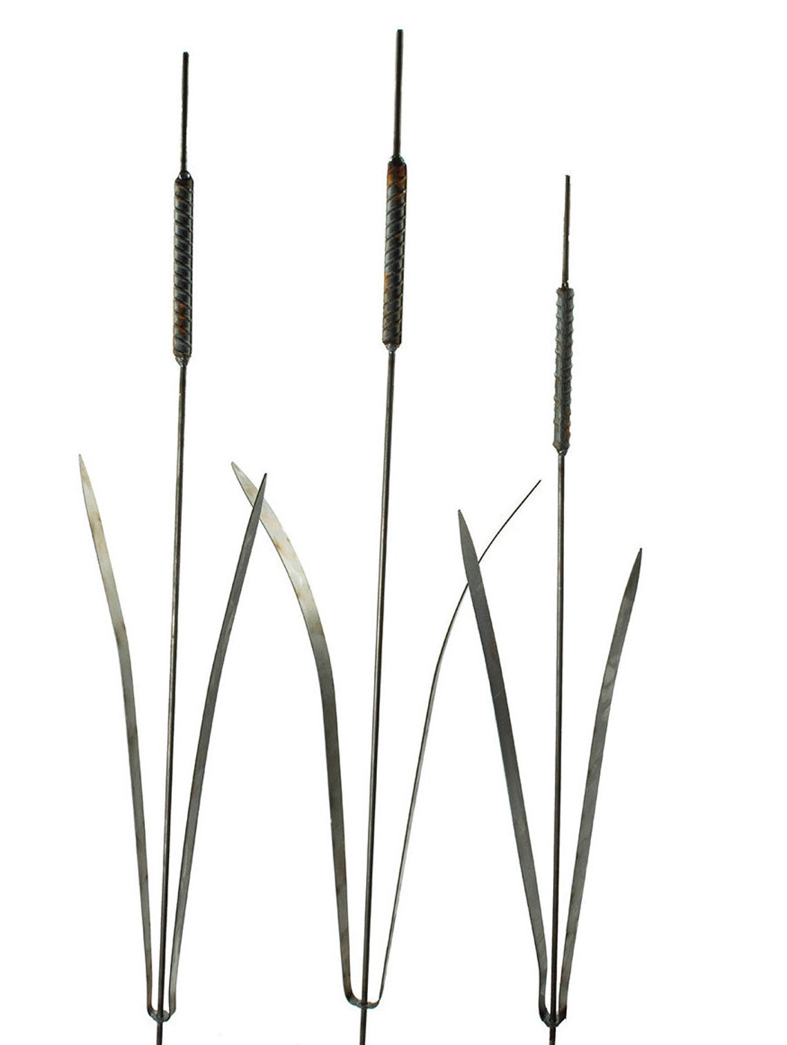 Large Cattails Garden Stake Set, Garden Decor Art, Cattail Metal Yard ...
