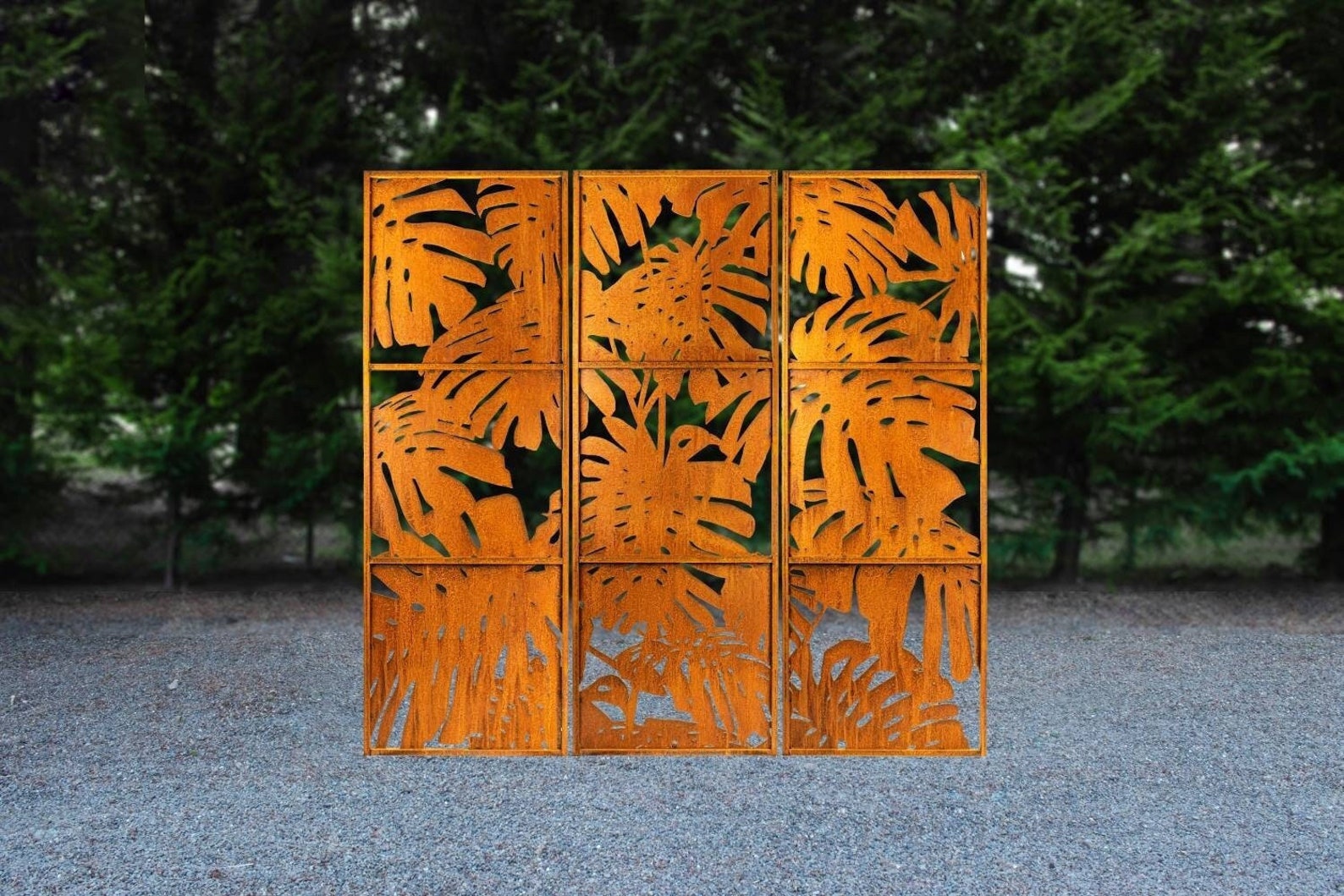Monstera Leaf Rusty Metal Outdoor Privacy Screens, Patio Decor PS518 - Etsy