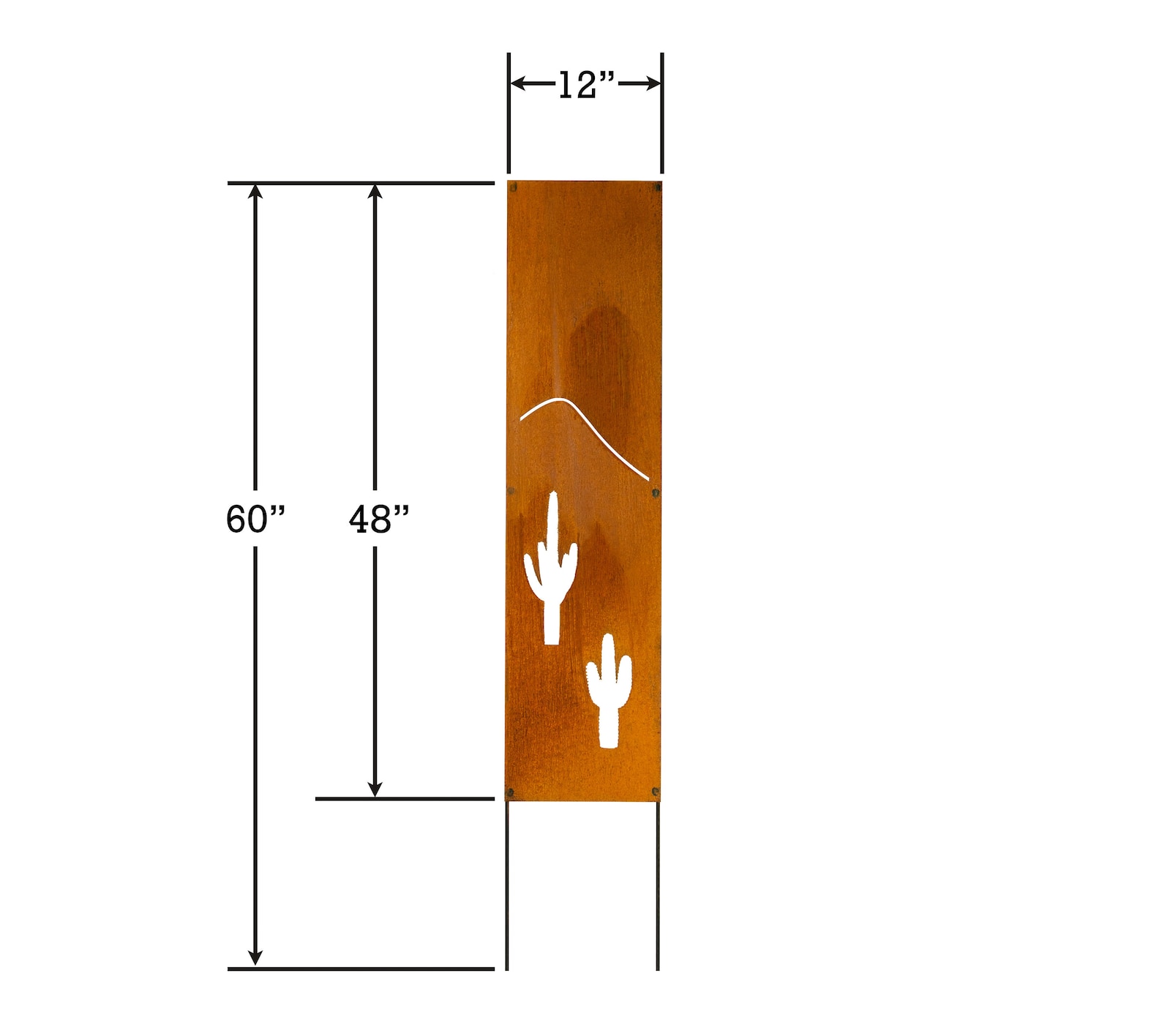 Cactus Panel, Rusty Privacy Screen, Garden Panel, 12" X 48'', Garden ...