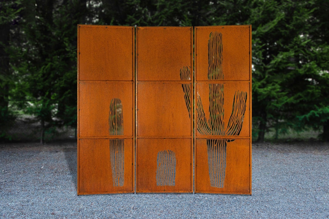 Saguaro Cactus Metal Panels | Desert Landscape Privacy & Garden Art ...