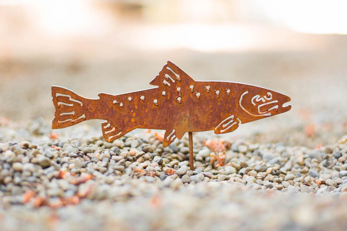 Rainbow Trout Stake | Small Metal Fish Garden Stakes | GP185 - Etsy